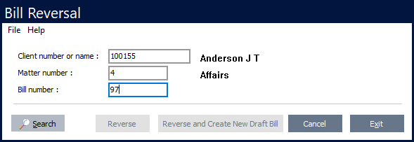 Bill - How to Reverse a Bill
