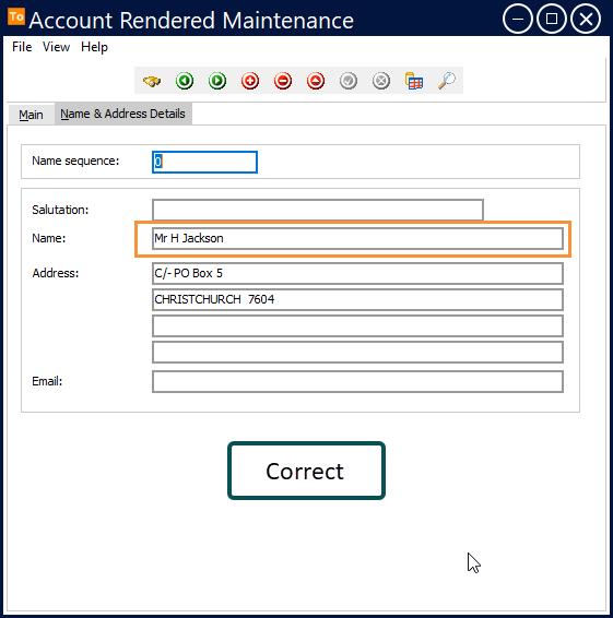 Account Rendered - Name on Statement or Letter Not Appearing as Amended