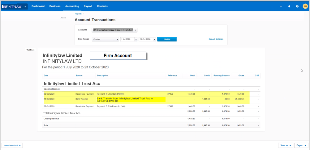 Trust to Office Transfer with Xero - AU