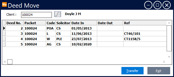 Deeds - Moving a Deed to the correct packet