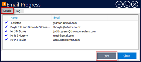 Account Rendered - Record of Sent Emails