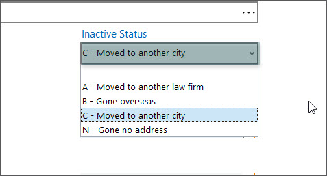 Inactive Status - Name or Client