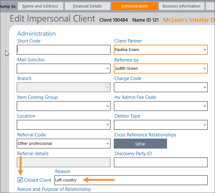 Client - Set as Closed