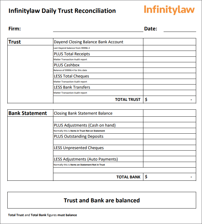 Balancing - NZ Daily Reconciliation Form
