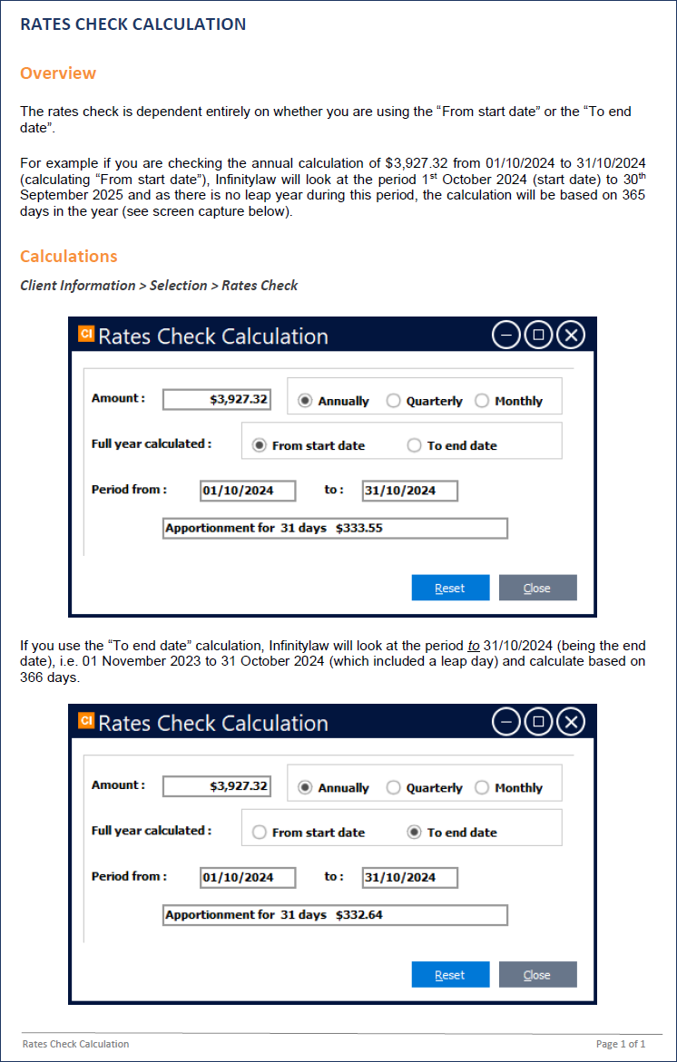Rate Check Calculations